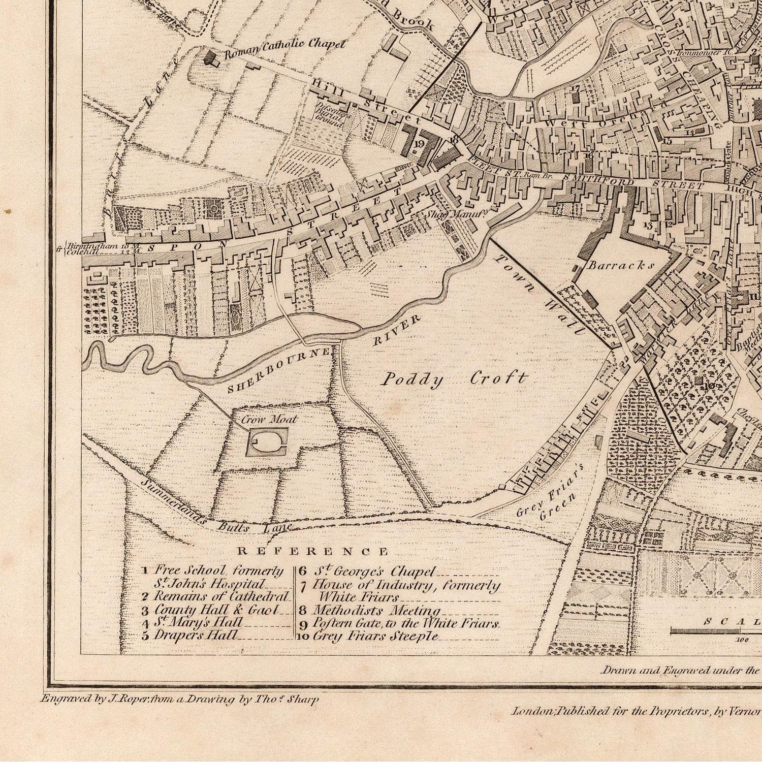 Antique Coventry Map Print: 1807 City Plan Reproduction - Etsy