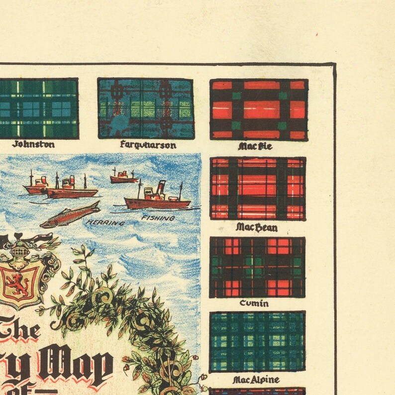 Antique Scotland Story Map Print, 1935 Pictorial Art - Etsy
