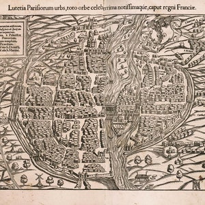 Ancient Map of Paris, 1550, Fine Reproduction, Antique Decor, Fine Art ...