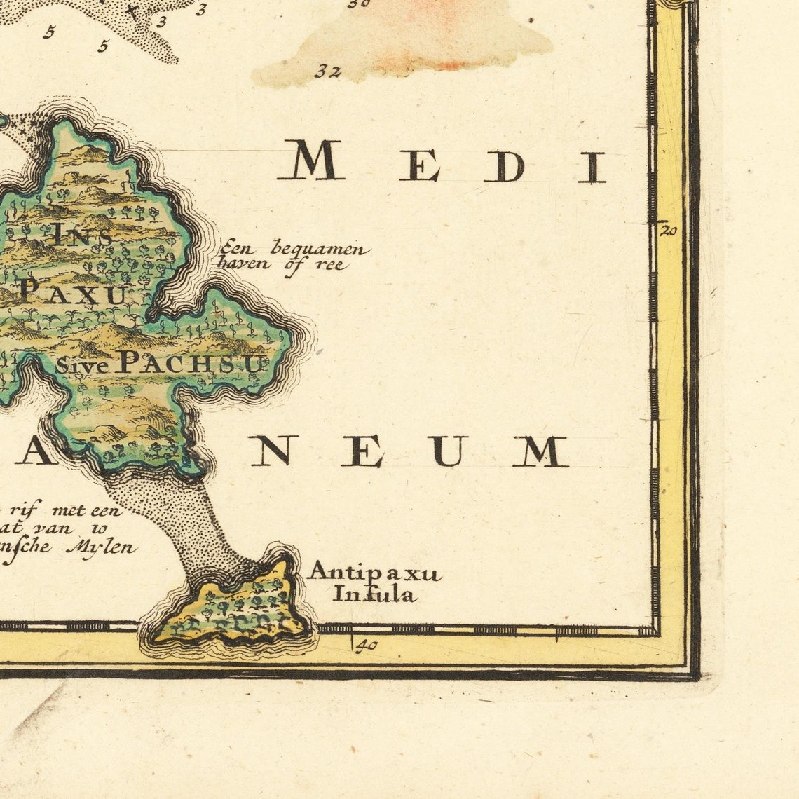 Corfu Map Print: 1730 Antique Reproduction, Fine Art Giclée - Etsy