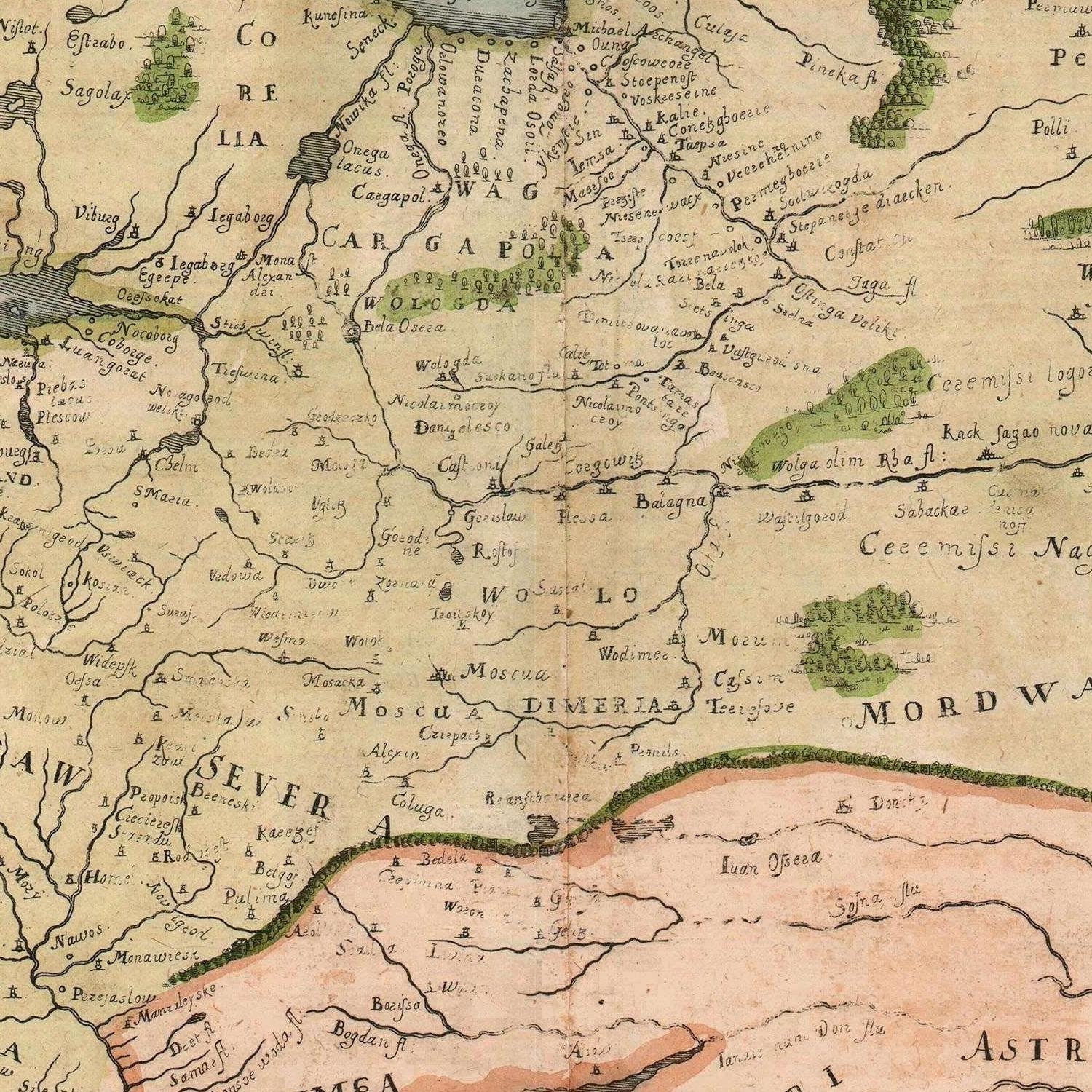 Ancient Map of Russia, 1646, Extremely Rare, Fine Reproduction, Large ...