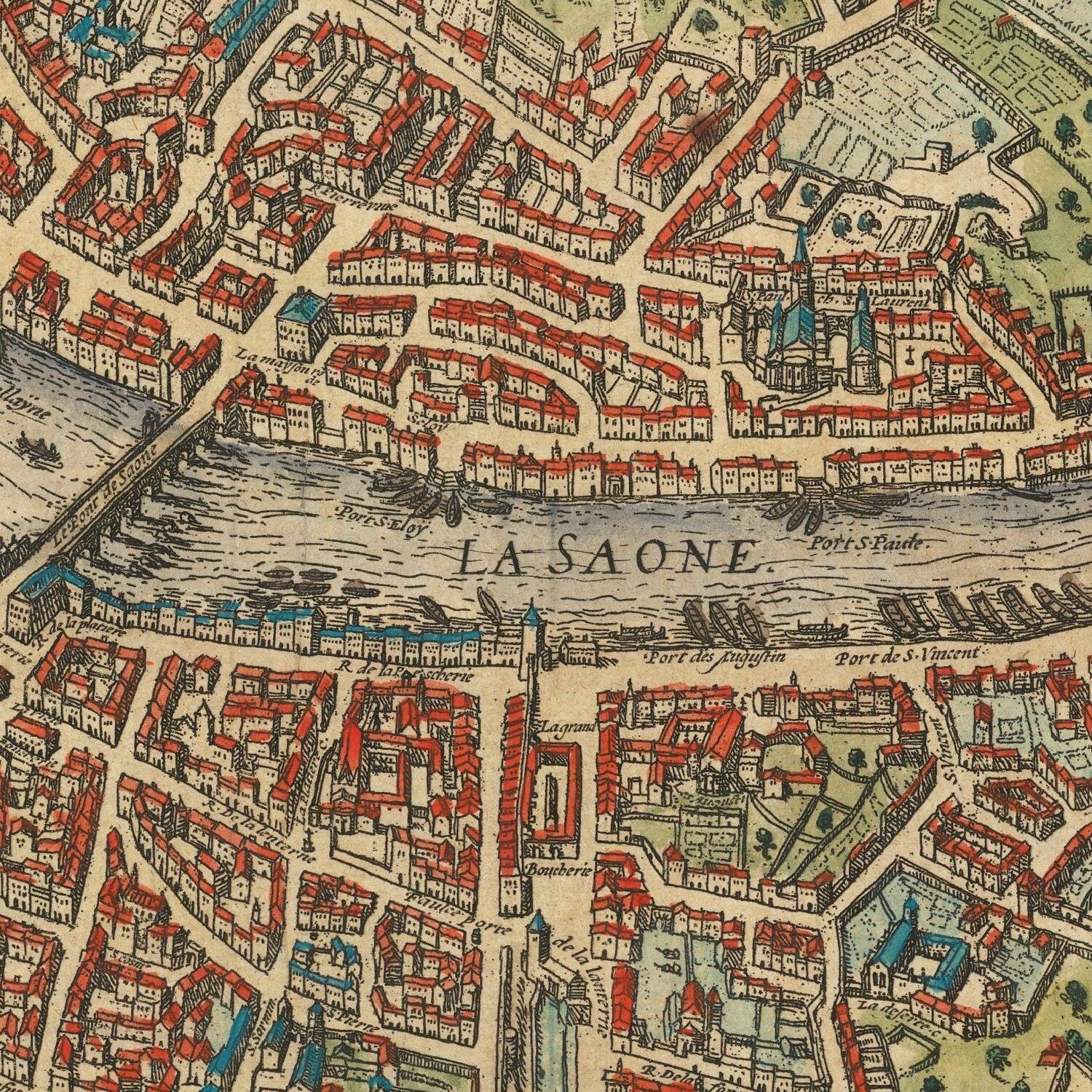 Ancient Map of Lyon 1593 Very Rare Fine Reproduction Large - Etsy