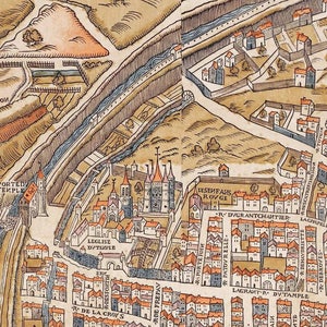 Ancient Rare Map of Paris at 1550, Large Paris Map, Fine Reproduction ...