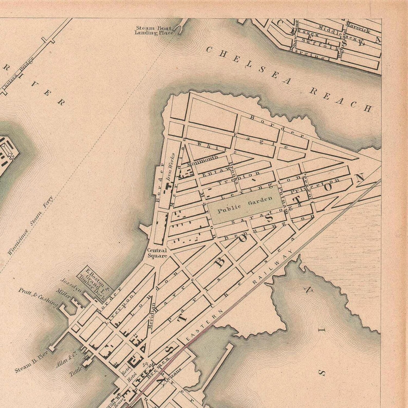 Antique Boston Map Print: 1845 City Plan Reproduction - Etsy
