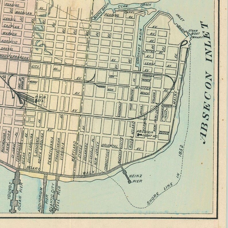 Atlantic City Map Print: 1902 Absecon Island, New Jersey - Etsy