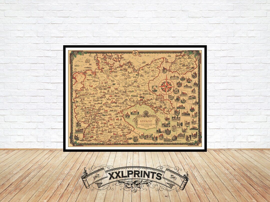 1935 Pictorial Map of Germany: Fine Art Print, Oversize Reproduction - Etsy