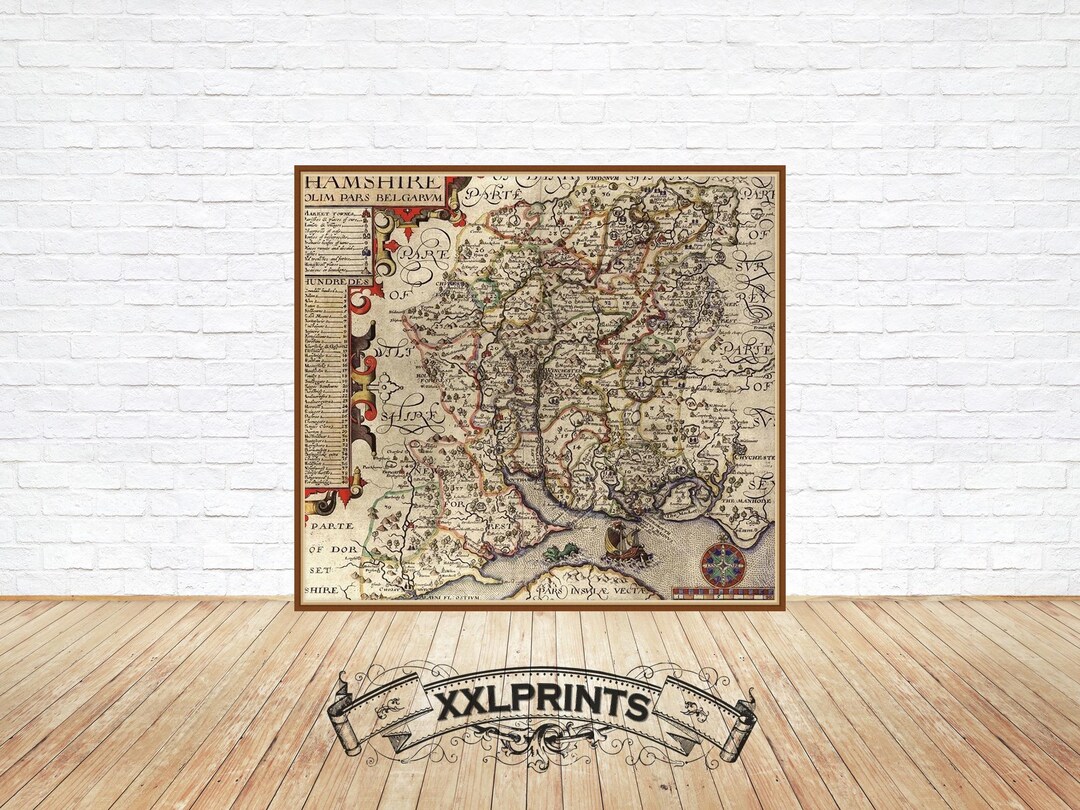 Antique Map of Hampshire England 1610: Fine Art Giclée Print - Etsy