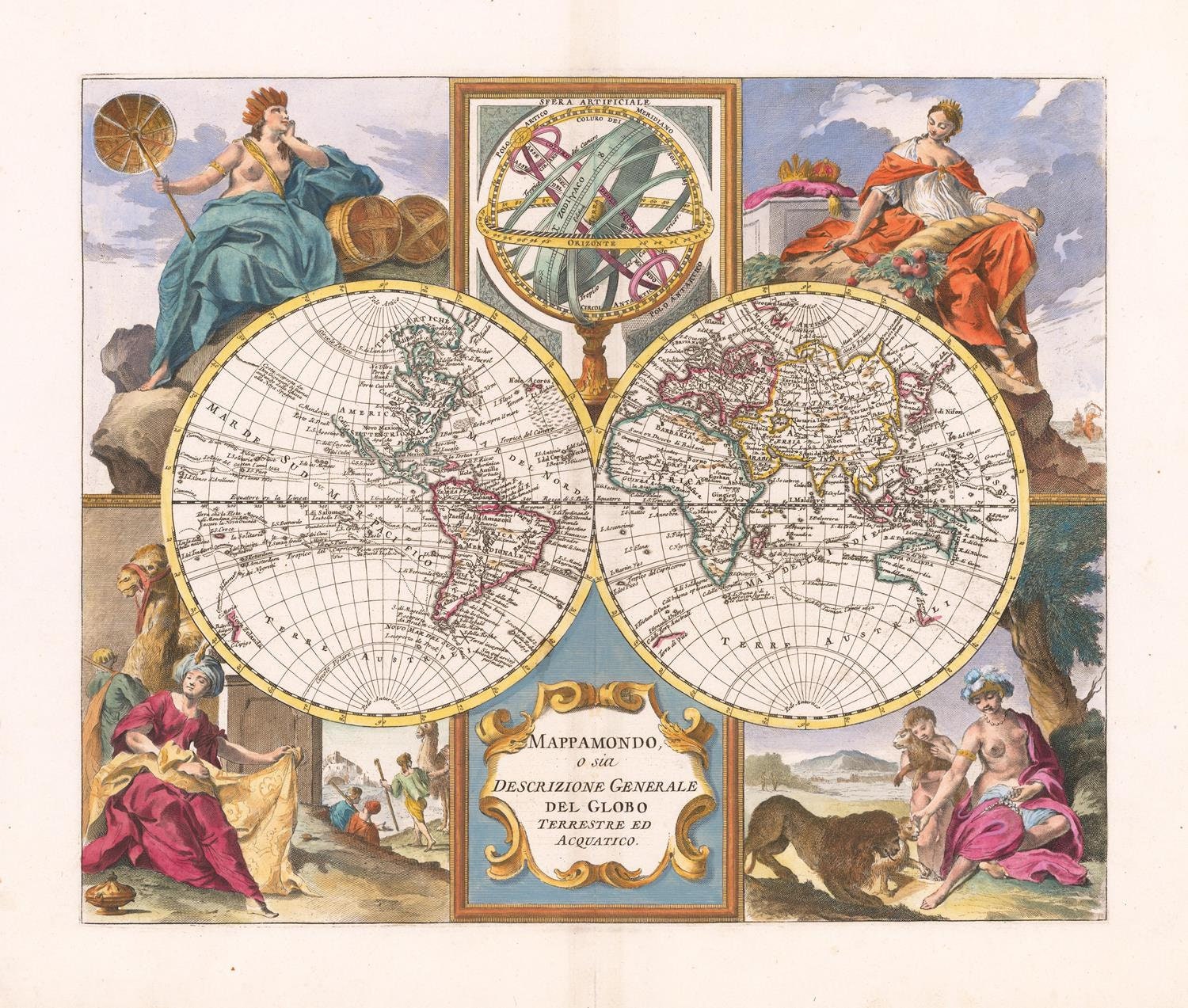 Old Map of the World 1750 Antique Rare Fine Reproduction - Etsy