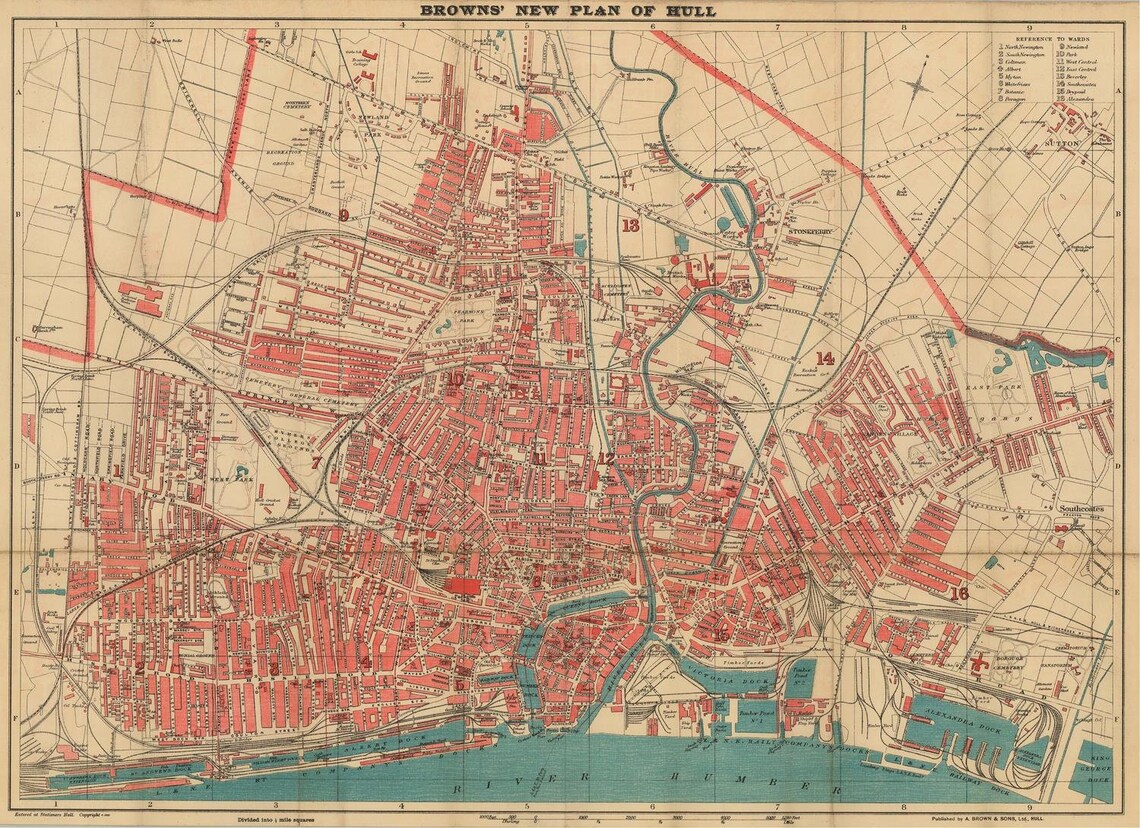Antique Map of Hull 1890: Vintage City Plan Fine Art Print - Etsy