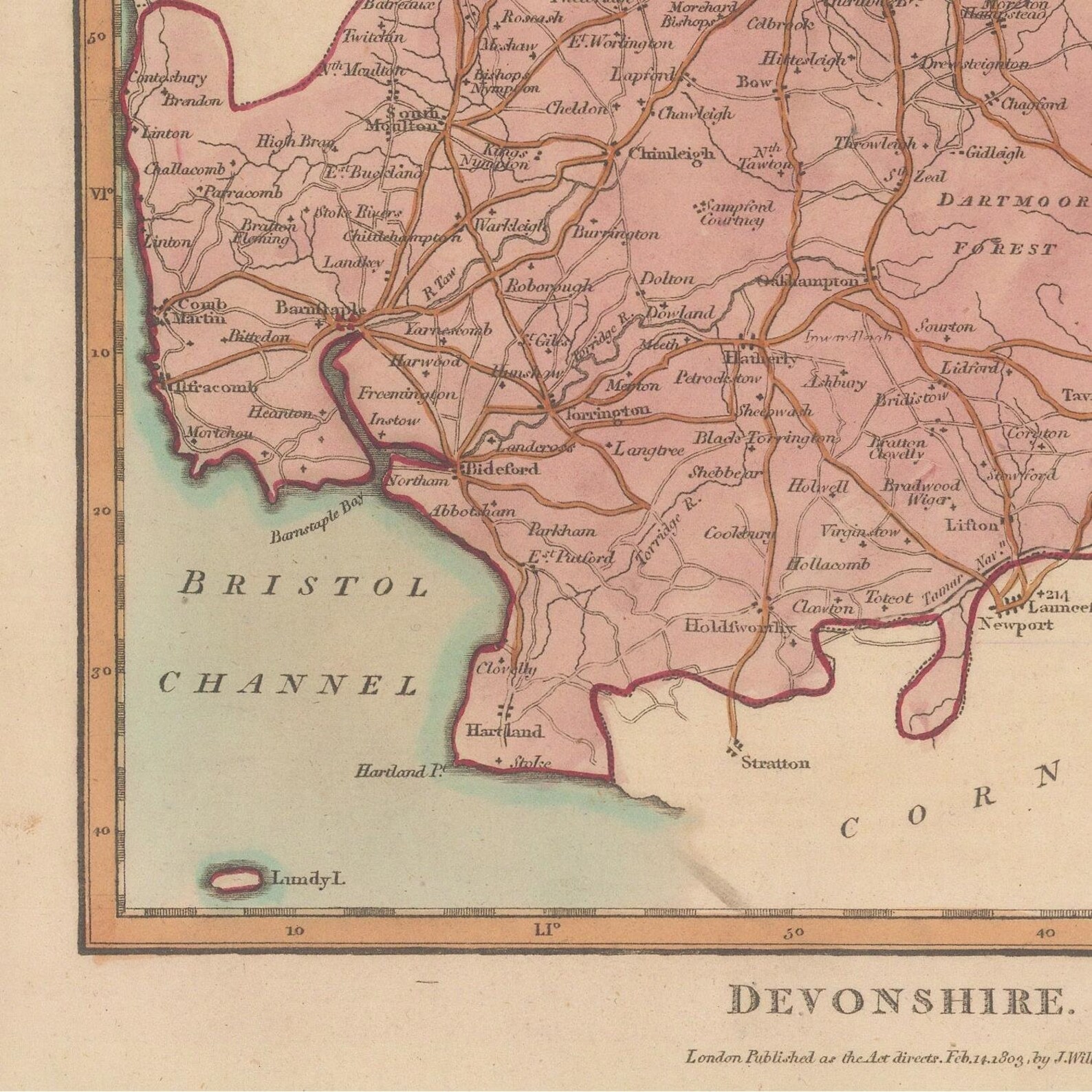 Old Map of Devonshire 1803 Rare Antique Map United - Etsy