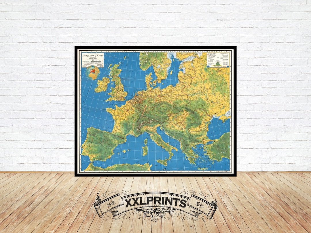 1940s Map of Europe: Fine Art Giclée Print - Etsy