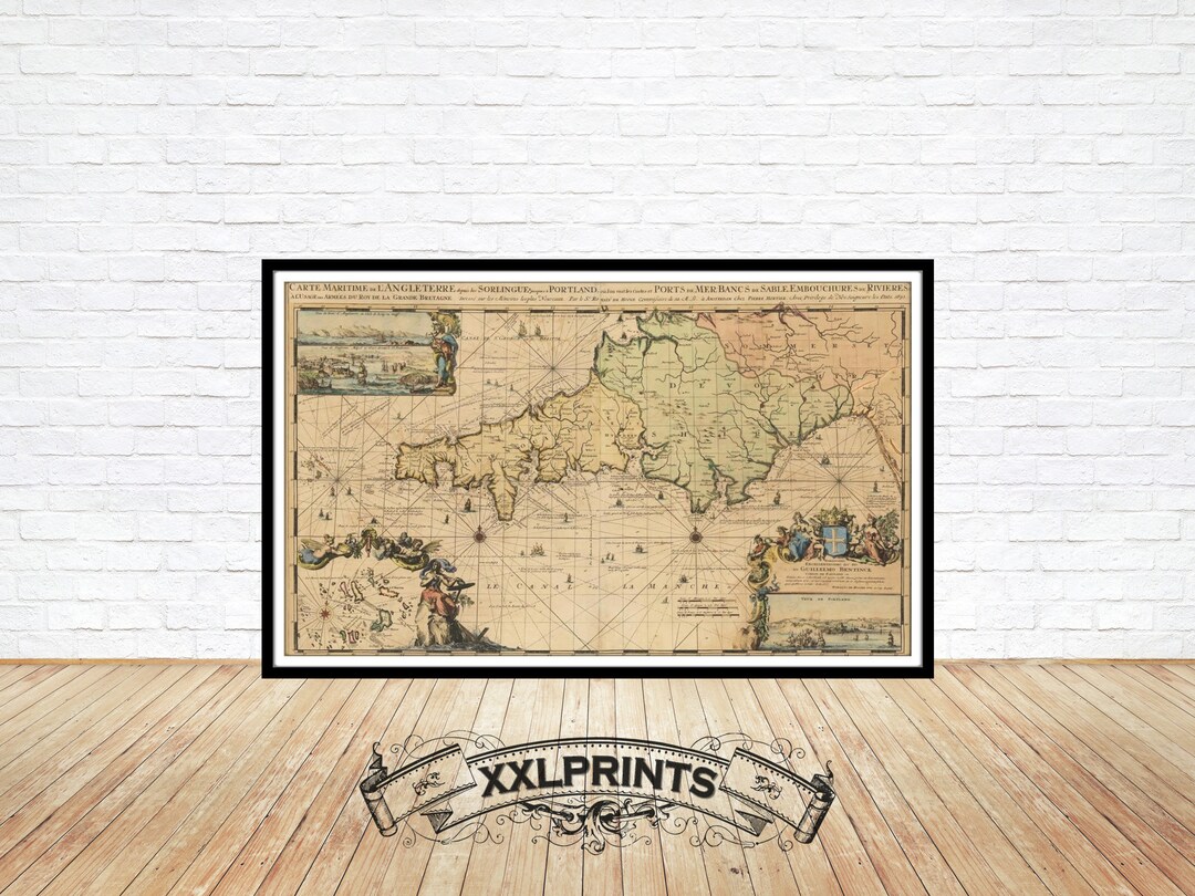 Cornwall Devon Somerset Map: 1693 Antique Southwestern England Print - Etsy