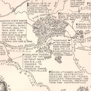 Chesterfield County Virginia Map Art Print, 1957, Fine Art Reproduction ...