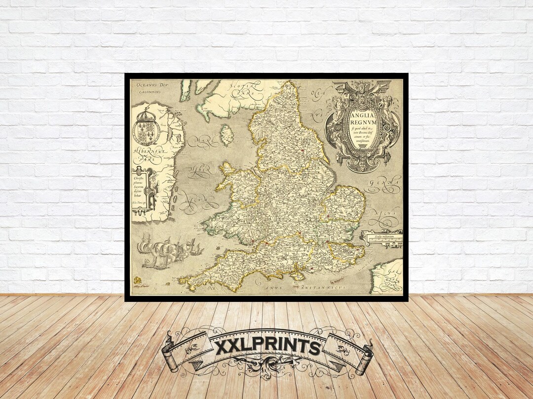 1605 Map of England & Wales: Antique Fine Art Print - Etsy