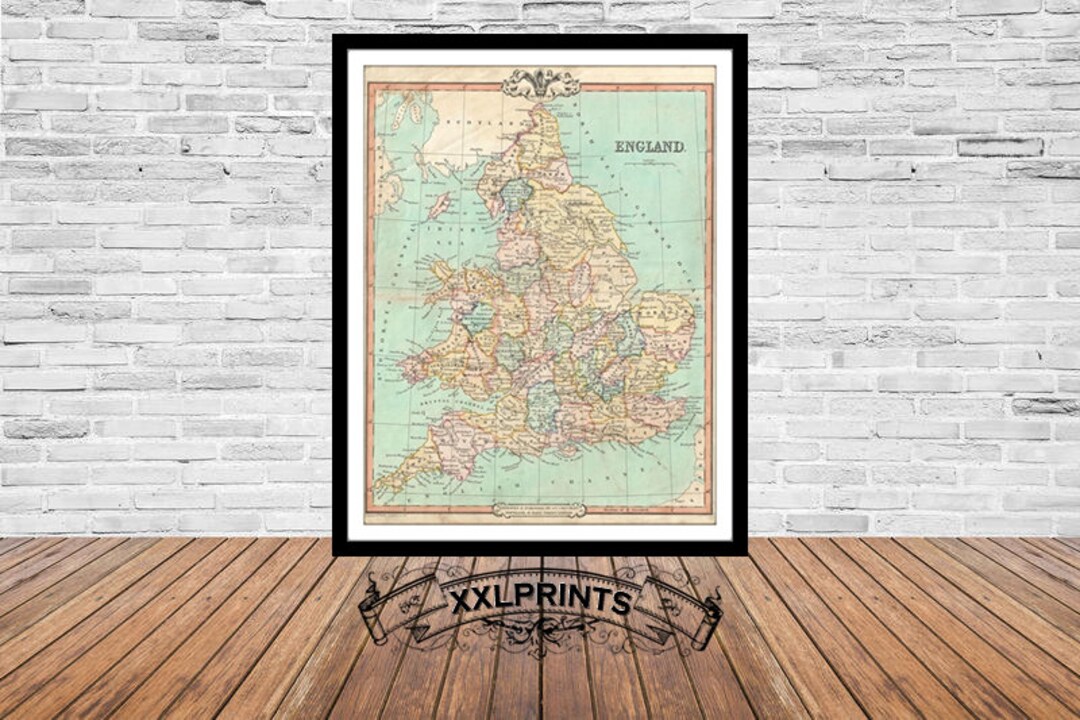 Old Map of England, 1850, Cruchley's Maps, Fine Reproduction, Fine Art ...