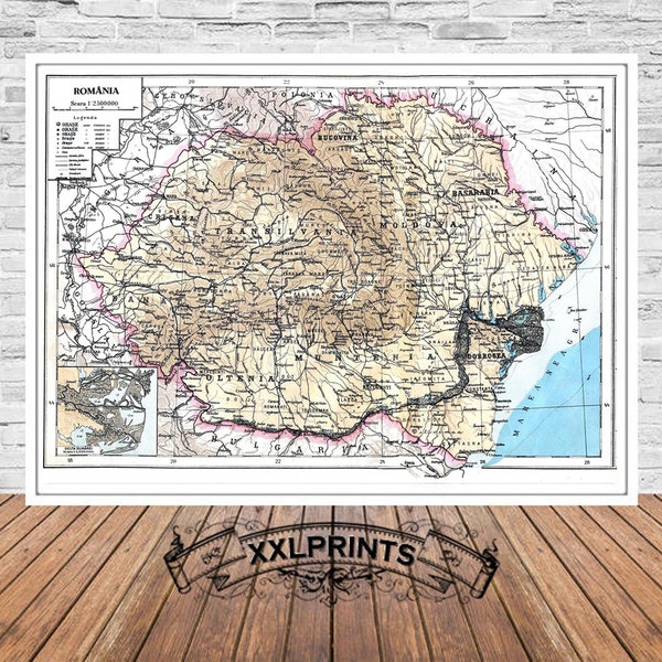 Old Map of Romania - Etsy
