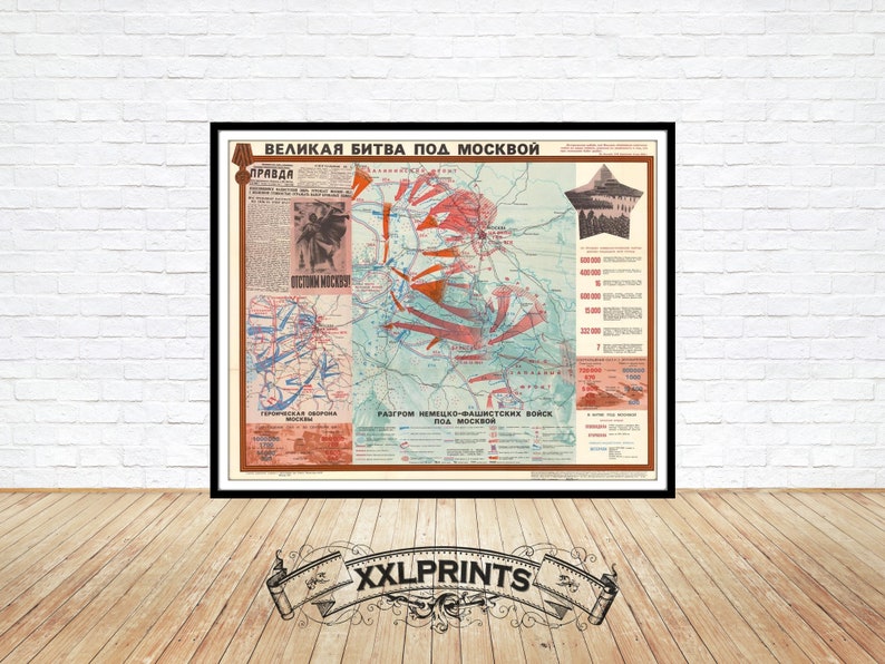 Old Map of Battle of Moscow During World War 2 1975 Fine - Etsy