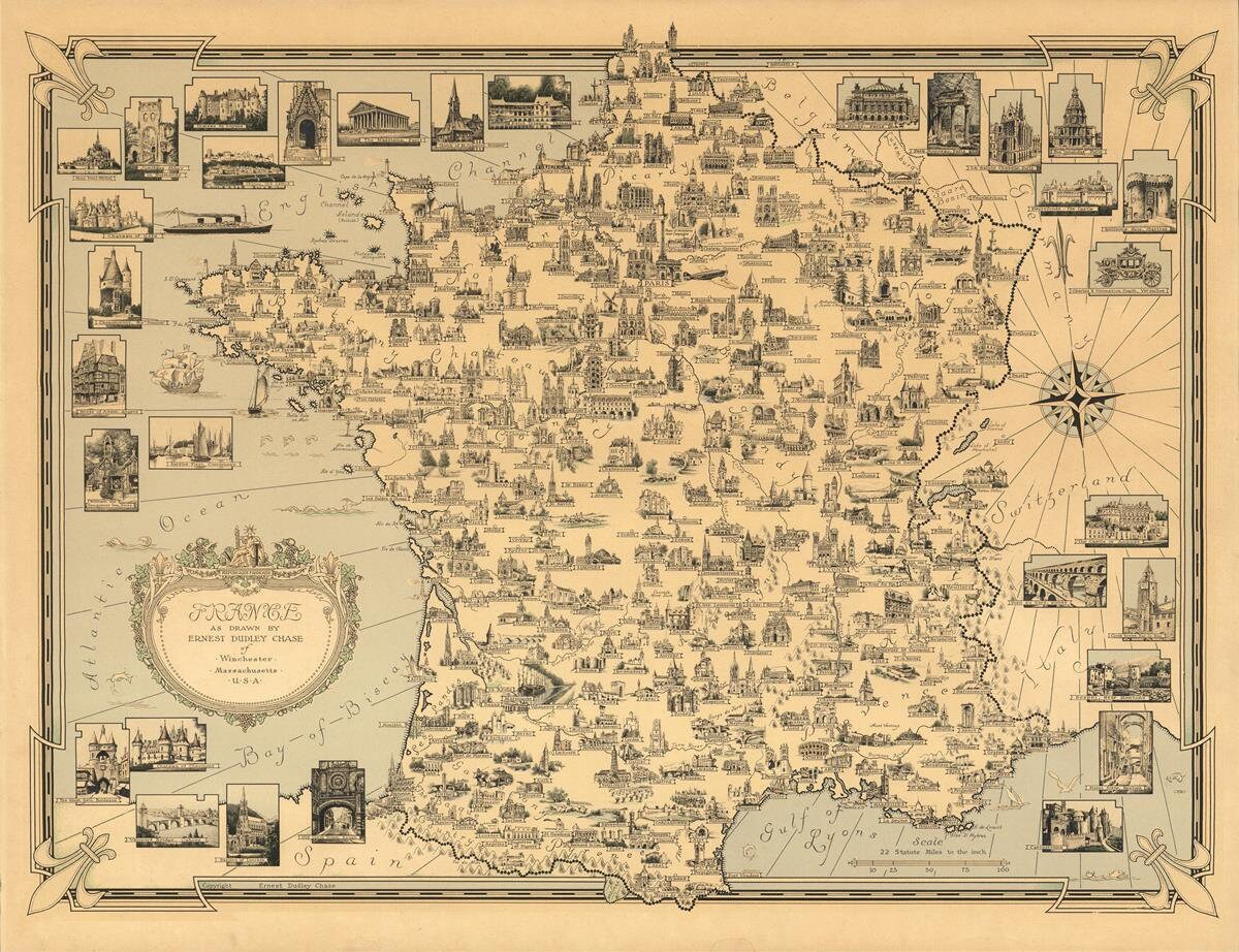 Old Map of France 1935 Rare Map Tourist Map Pictorial - Etsy