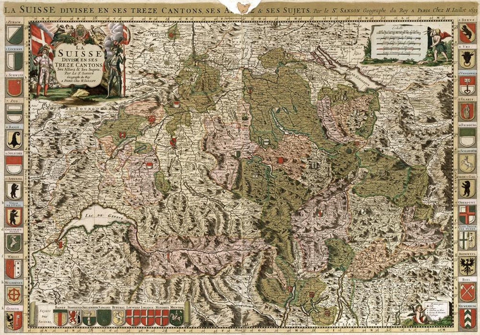 Ancient Map of Switzerland 1693 Suisse Rare Map Fine - Etsy