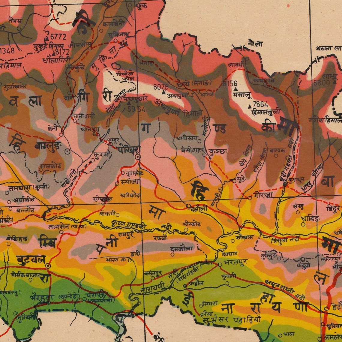 Nepal Map Print: 19th Century Fine Art Reproduction - Etsy