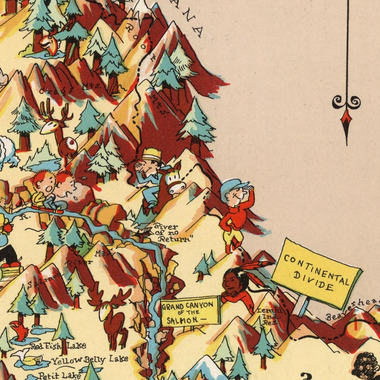 1935 Cartoon Map of Idaho: Vintage Pictorial Art Print - Etsy