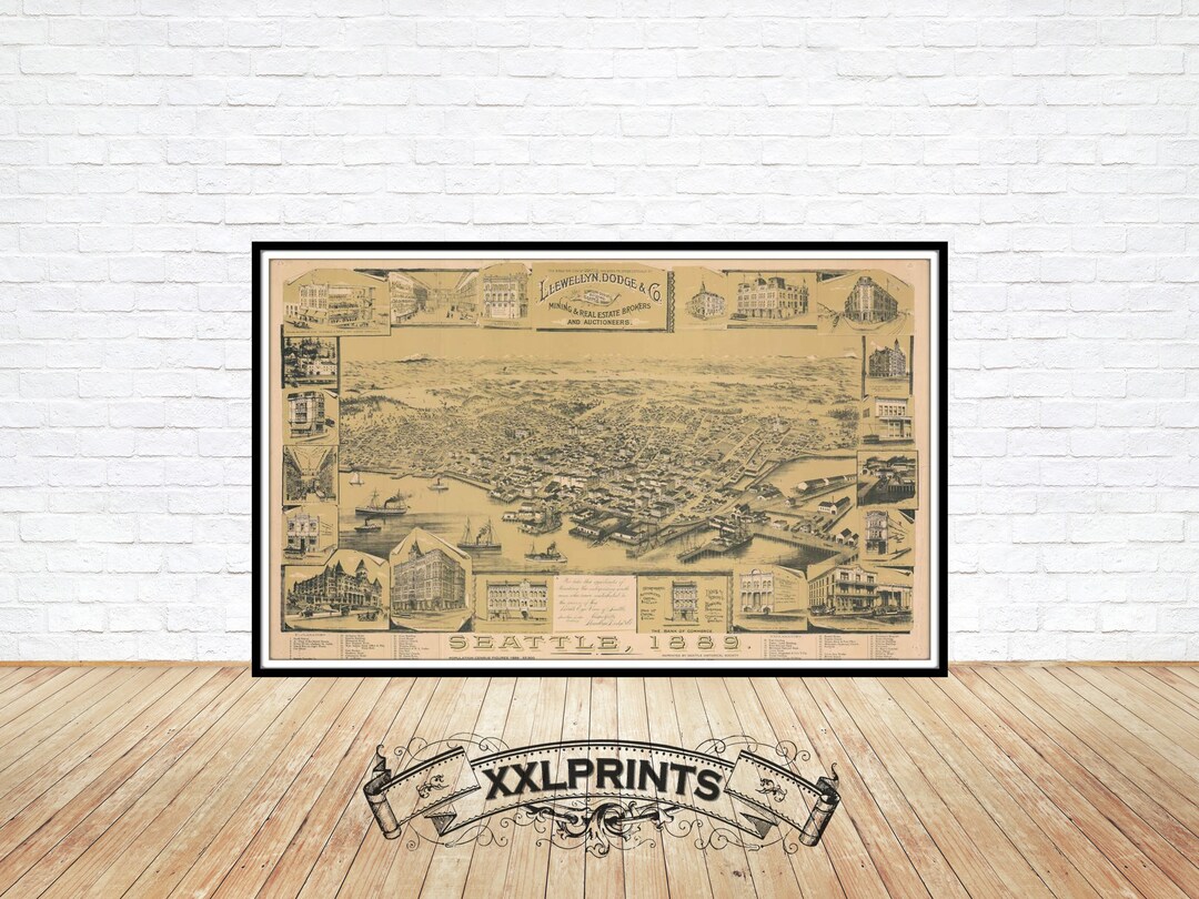 Seattle 1946 Map Print: Vintage Perspective Map Reproduction - Etsy
