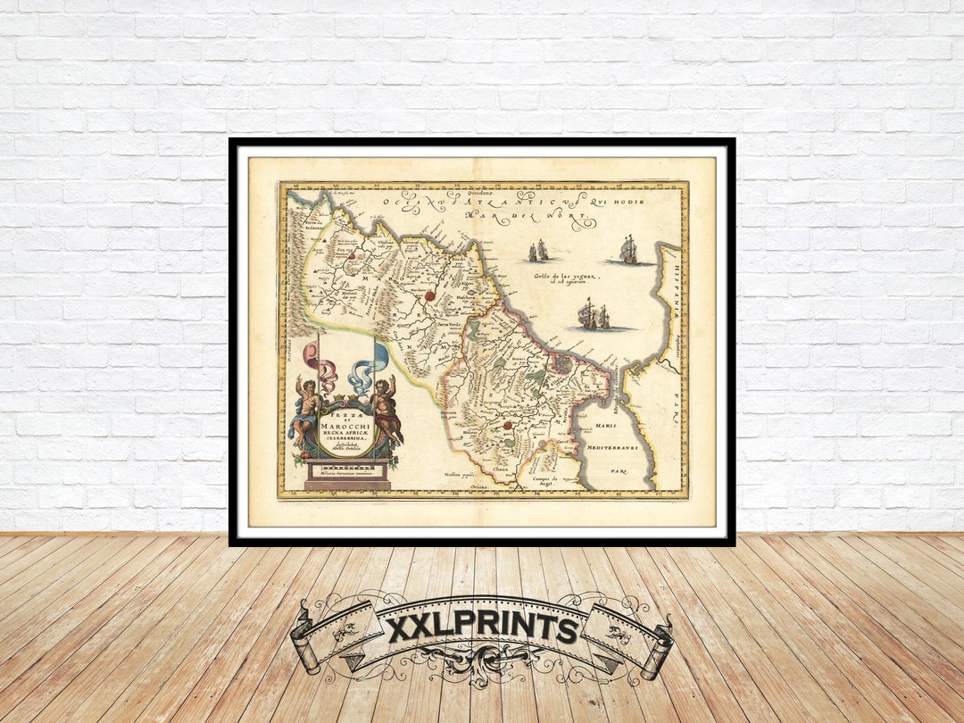 1638 Morocco Map Rare Ancient Fine Art Print Etsy