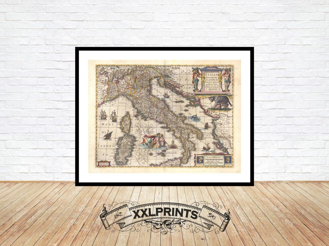 Ancient Map of Italy, 1640, Beautiful Map, Rare, Fine Reproduction ...