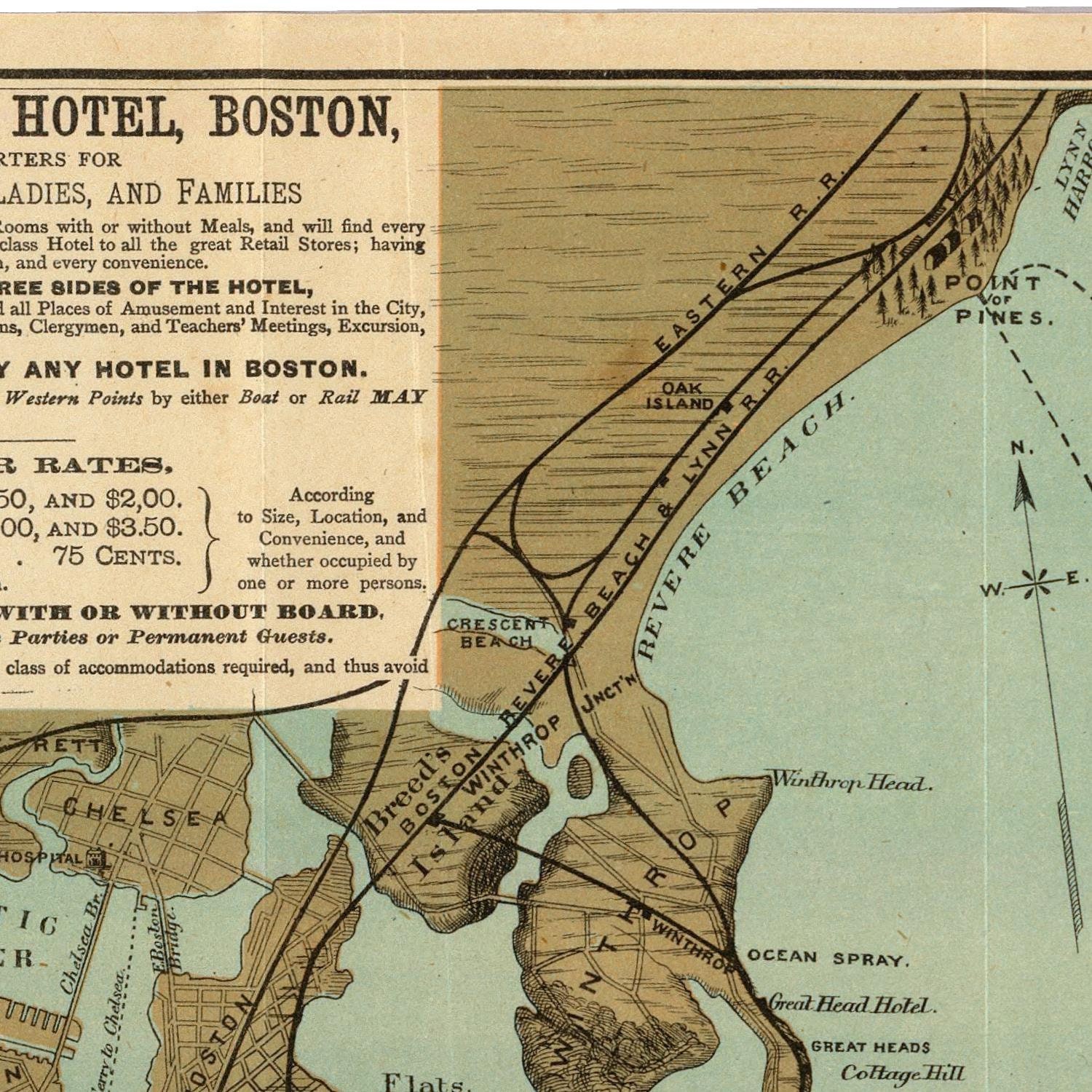 Boston Harbor Map Print: 1884 Antique Fine Art Reproduction - Etsy
