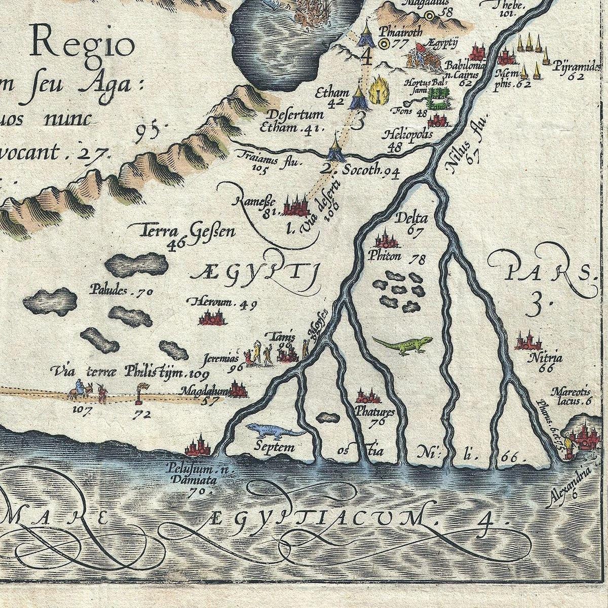 Old Map of Holy Land Desert of Paran 1590 Very Rare 12 | Etsy
