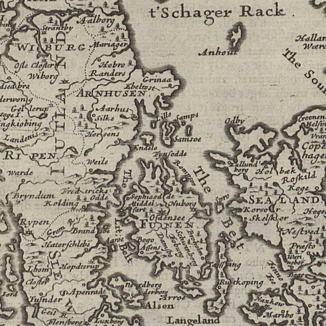 Antique Map of Denmark 1700 Old Map Fine Reproduction - Etsy