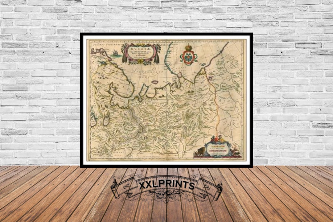 Ancient Map of Russia, 1650, Very Rare Mp, Beautiful Map, Fine ...