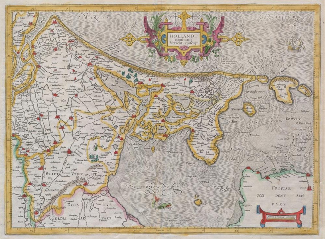 Ancient Netherlands Map Print: 1606 Vintage Dutch Fine Art - Etsy