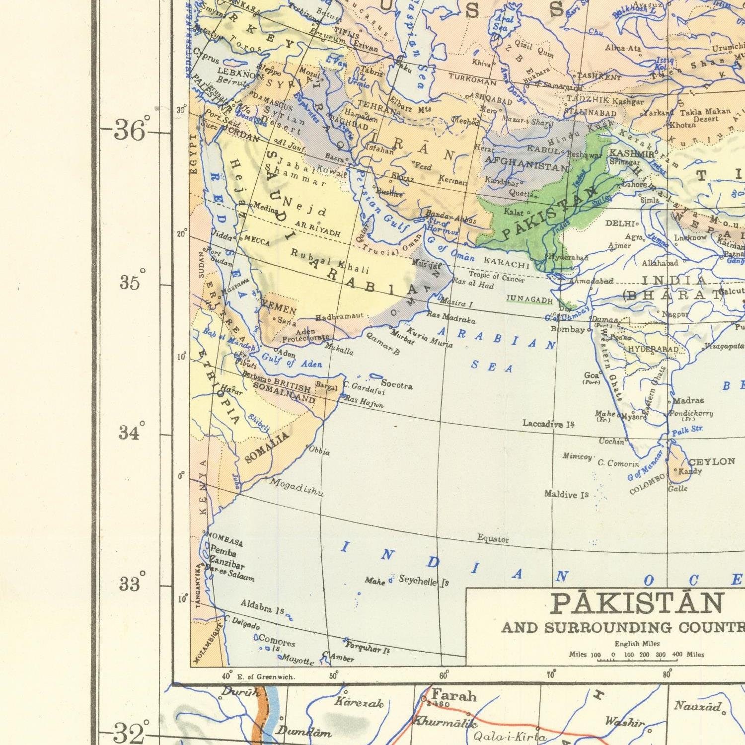 Pakistan Map Print: 1953 Vintage Fine Art Reproduction - Etsy