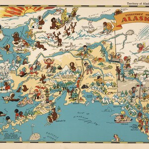 1935 Cartoon Map of Alaska: Fine Art Giclée Print - Etsy