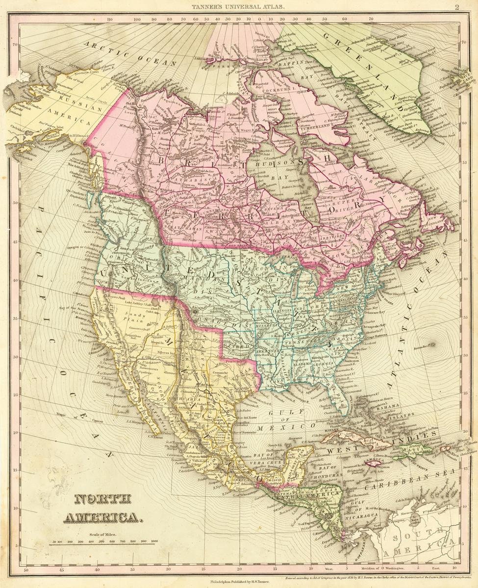 Old Map of North America 1836 Rare Map Antique Fine | Etsy