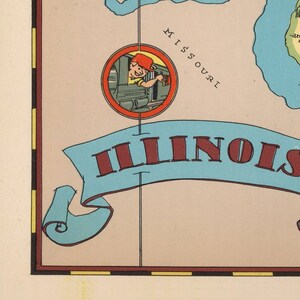1935 Illinois Cartoon Map: Fine Art Giclée Print - Etsy