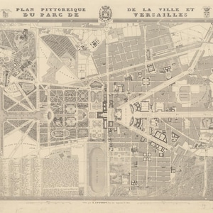 Old Map of Versailles, 1854, Very Rare Map, City Plan, Fine ...