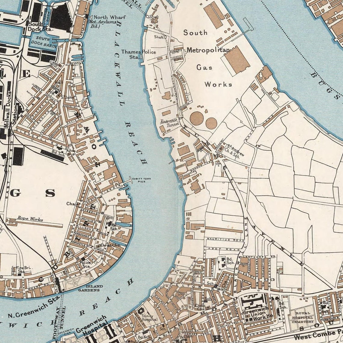 Port of London Map Print: 1904 Antique Reproduction - Etsy