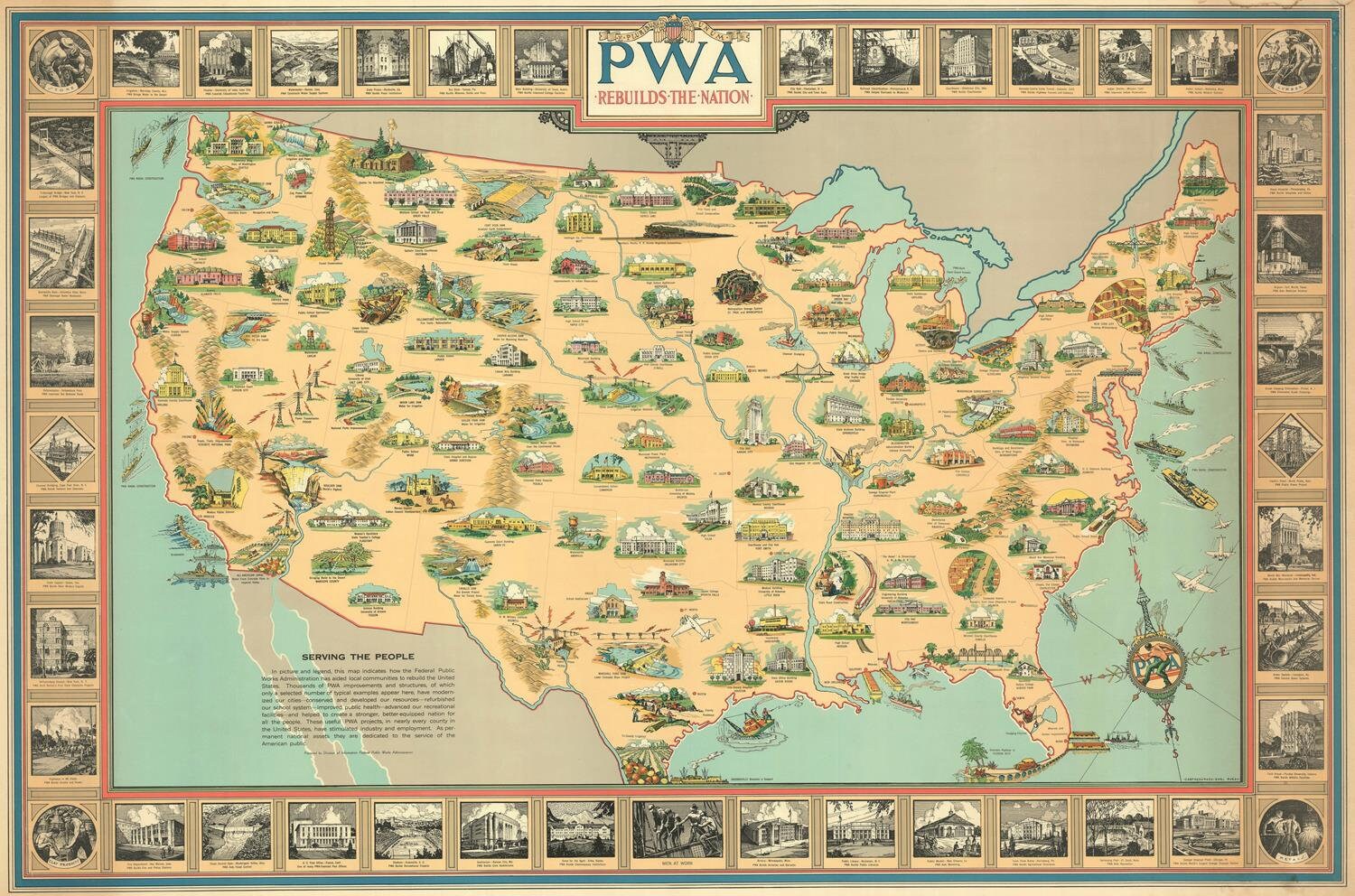 1939 United States Map: Vintage Fine Art Print - Etsy