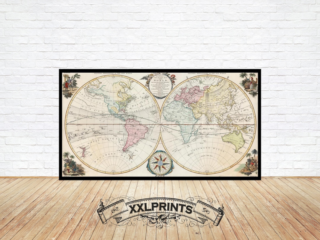 Antique World Map Print: 1780 Fine Art Reproduction - Etsy