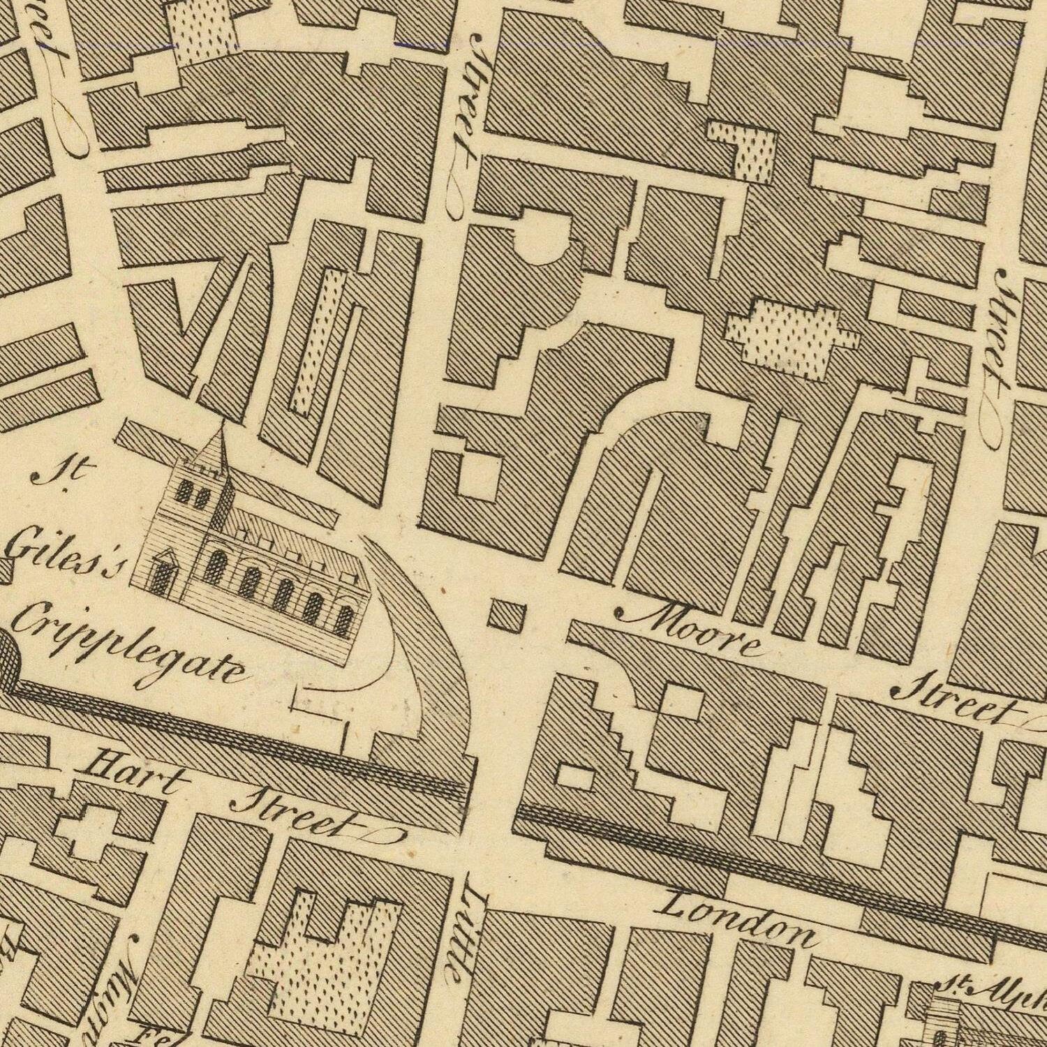 Old Map of Cripplegatehony Lane Marketst Laurencesmaiden - Etsy