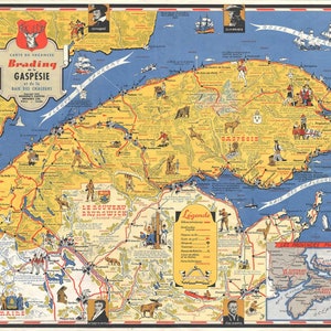 Gaspé Peninsula Map Print: 19th Century Canada, Fine Art Reproduction ...