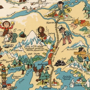 1935 Cartoon Map of Alaska: Fine Art Giclée Print - Etsy