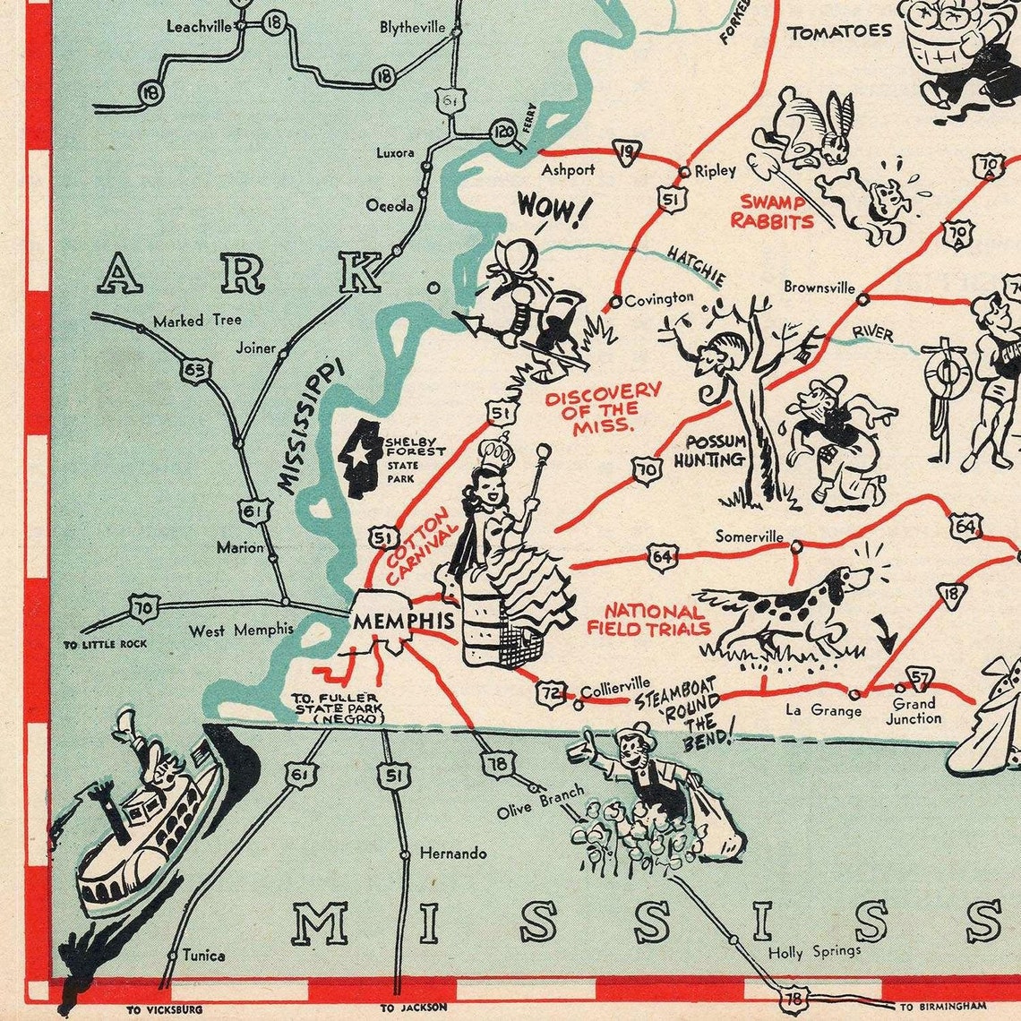Old Map of Tennessee 1949 Pictorial Map Fine Reproduction - Etsy