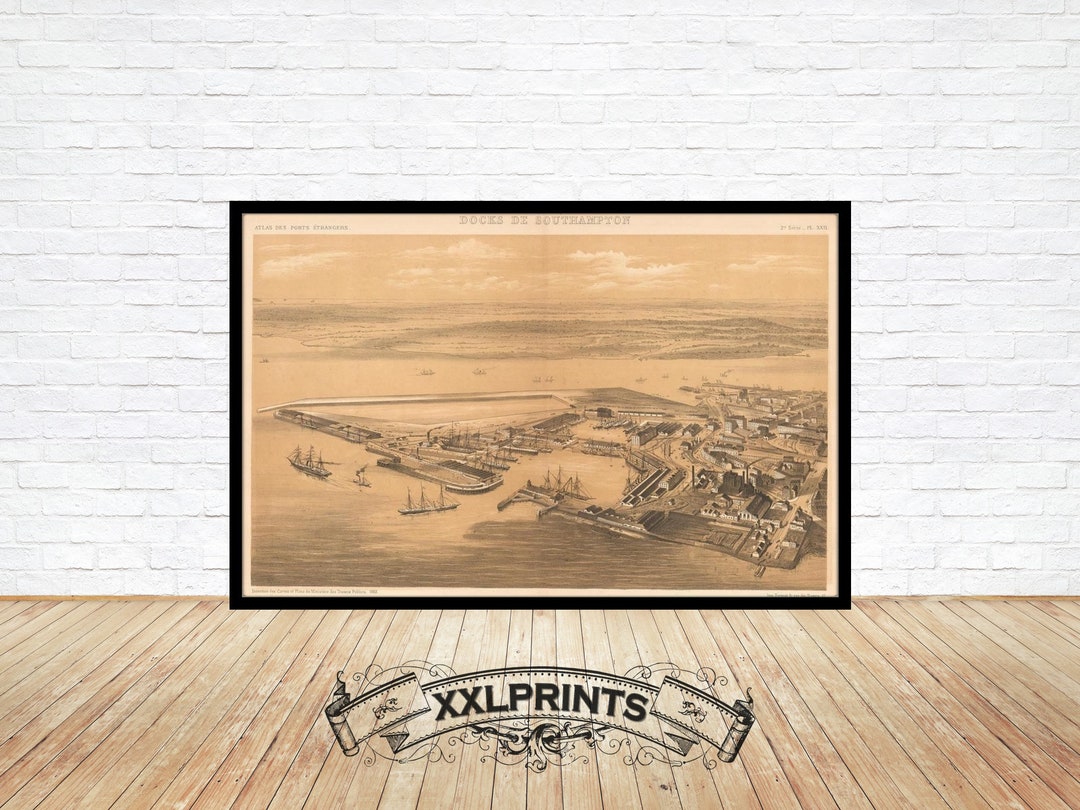 Old Map of Southampton's Docks,1883,rare,antique Map,united Kingdom's ...