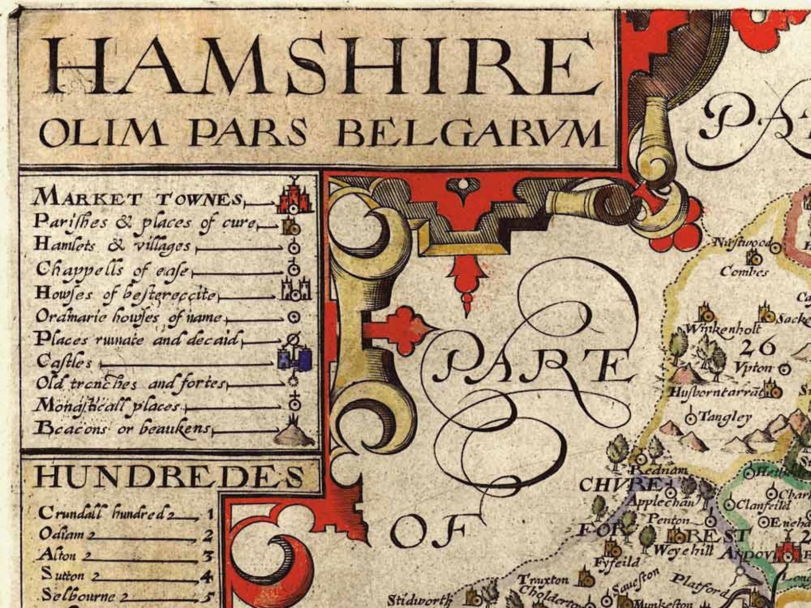 Antique Map of Hampshire England 1610 Old Map Fine - Etsy