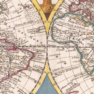 1750 World Map Print: Antique Fine Art Reproduction - Etsy