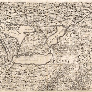 Antique map of Great Lakes of North America 16th century | Etsy