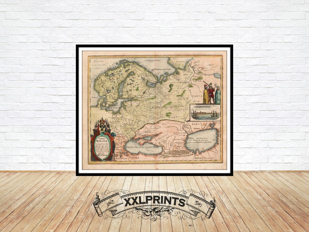 Ancient Map of Russia, 1646, Extremely Rare, Fine Reproduction, Large ...